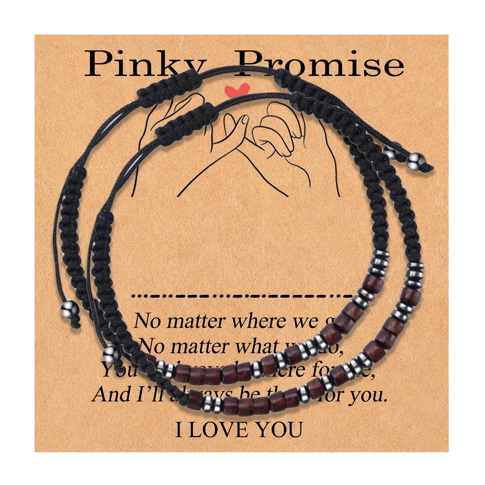 JOGHPOLLP Couples Bracelets Morse Code Bracelets for Women Men, Inspirational Valentines Day Gift for Couple Boyfriend Girlfriend Him Her Adjustable Bracelets with Black Hematite Beads