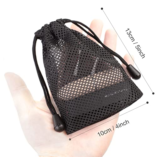patu Mini Drawstring Mesh Bags, 4" x 5", Size S / A7, 5 Pieces, Beauty Makeup Lipstick Cosmetic Accessories Organizer, Small Travel Kit Storage Nylon Pouch, Black