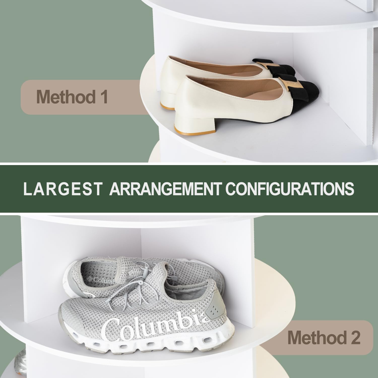 Rotating Shoe Rack Tower, 7-Tier Spinning Shoe Rack,360 Rotating Shelf Shoe Carousel Closet Organizer, Lazy Susan Shoe Cabinet for Entryway Hallway, Modernas Zapatero Giratorio, White
