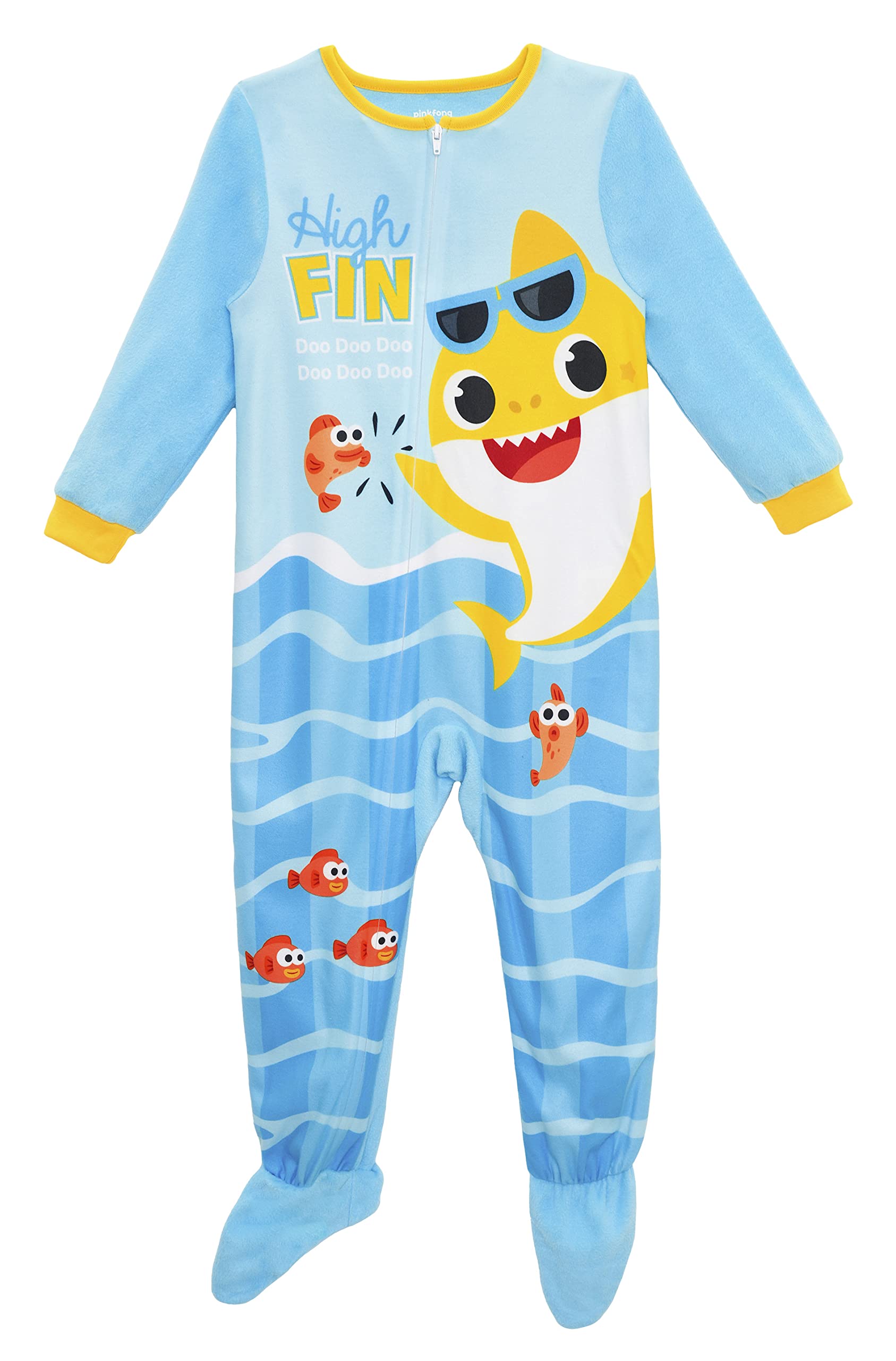 Nickelodeon Baby Shark Toddler Boys' Onesie Sleeper Blanket Footed Pajama Footies, Blue, Size 4T
