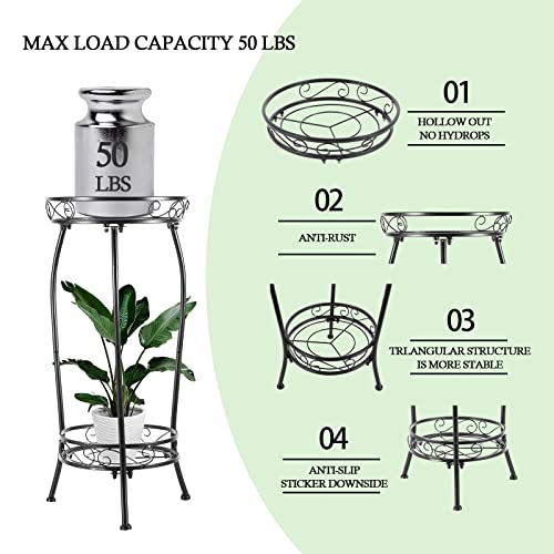 Kavlium Plant Stand Indoor Outdoor 2 Tier 27.1 inch Multiple Plant Rack