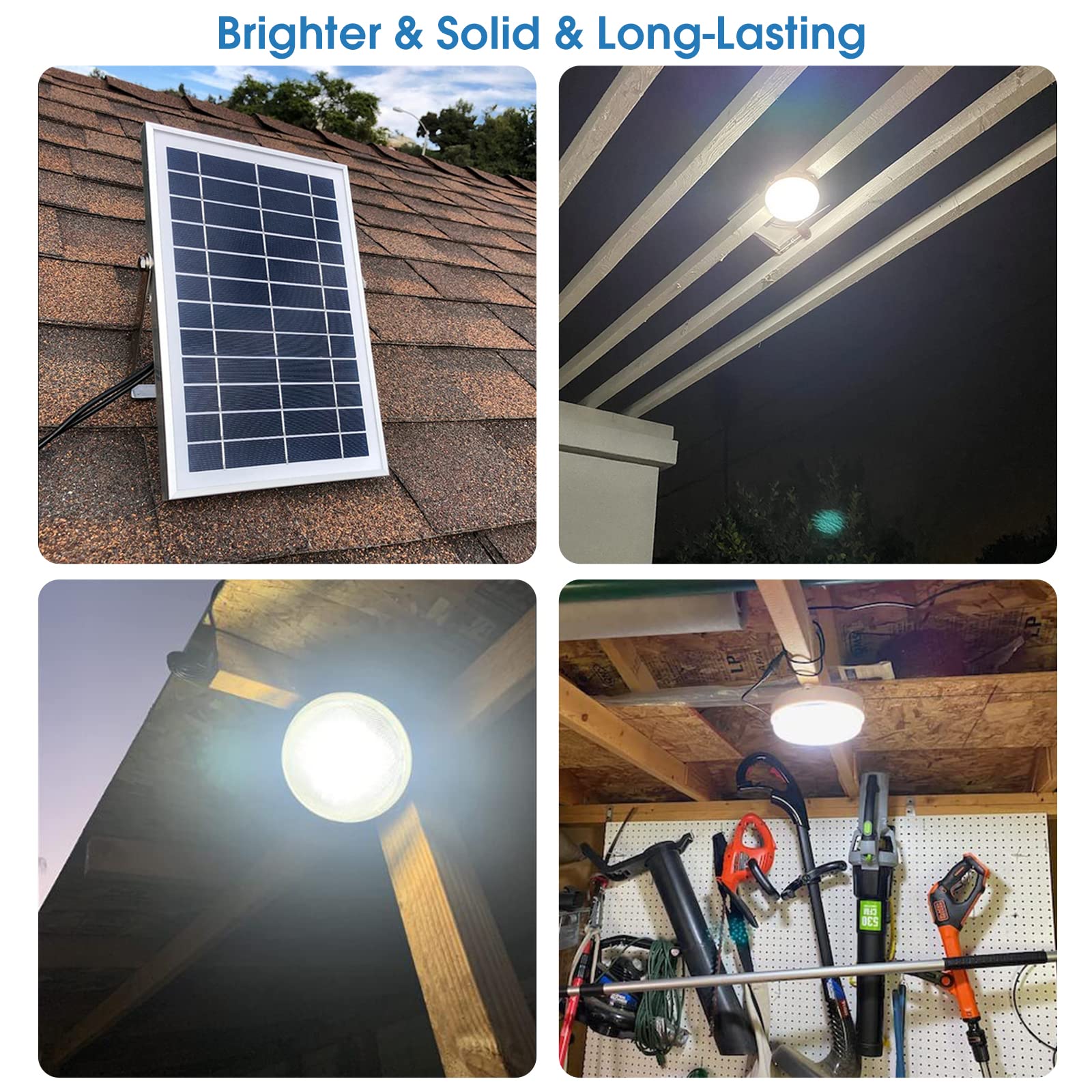 Malitupy Solar Ceiling Lights Indoor Outdoor Home, Daytime & Dimmable 1000LM Solar Shed Light with ON Off Switch & Remote, Cool/Warm White Solar Barn Light for Yard, Patio, Shop, Porch, Chicken Coop