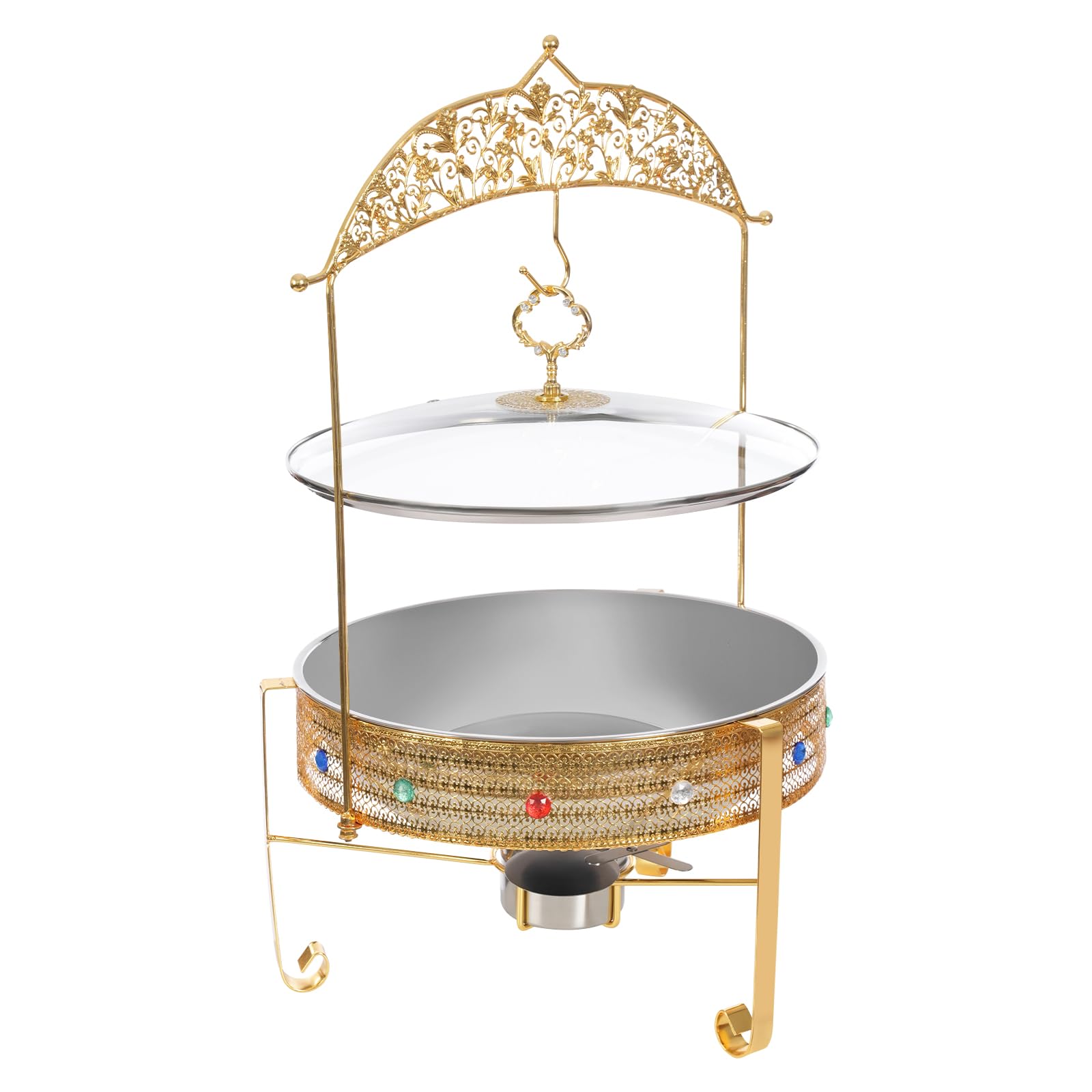 Round Chafing Dish Buffet Set, 7.3 QT Buffet Stove, Stainless Steel Chafer Buffet Servers and Warmers Set for Party Event Wedding Camping Dinner