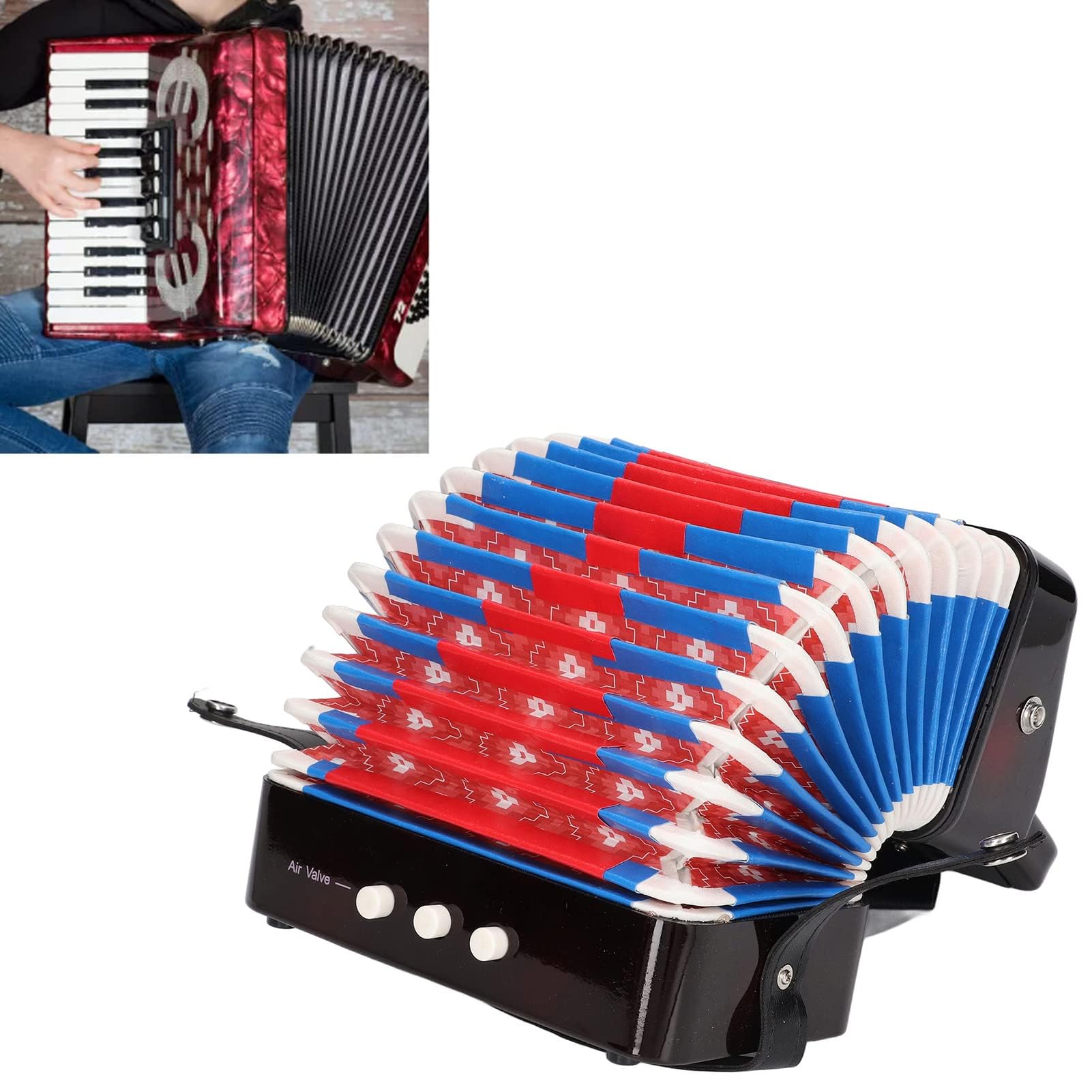 Kids Accordion, 10 Keys Solos Ensemble Children Musical Instrument Educational Toy for Gift (Black)
