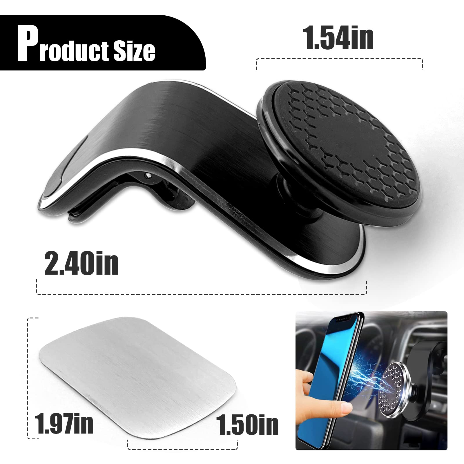 Patonu Car Magnetic Phone Holder,Universal Navigation Holder, Car Air Outlet Holder, 360°Adjustable Universal Phone Holder(Black)