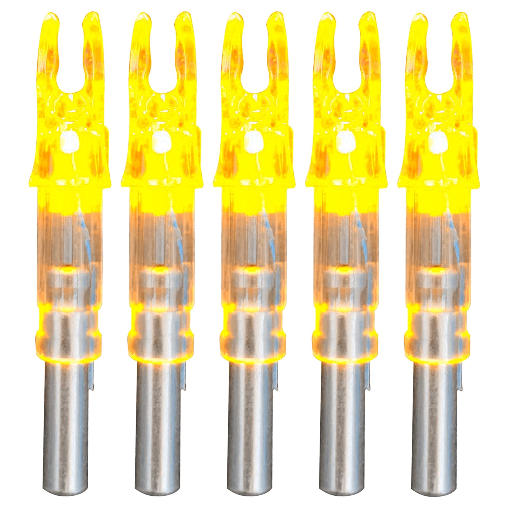 Lighted Nocks for Arrows, Crossbow Bolts (Pack of 12 with Case), 0.244"/ 6.2 mm Inside Diameter LED Archery Hunting (Yellow)