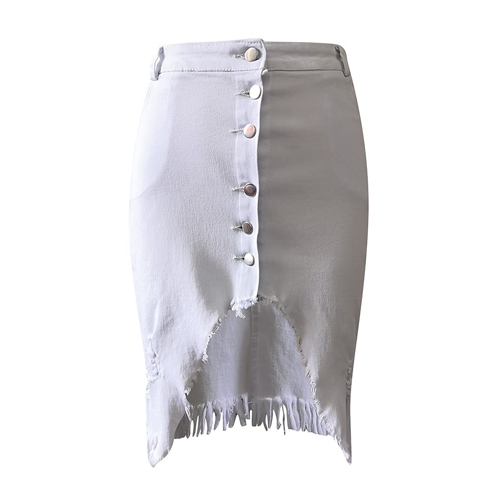 Light Blue Long Skirts for Women Red Skirt Design Denim Button Women's Open Front Split Summer Midi Length