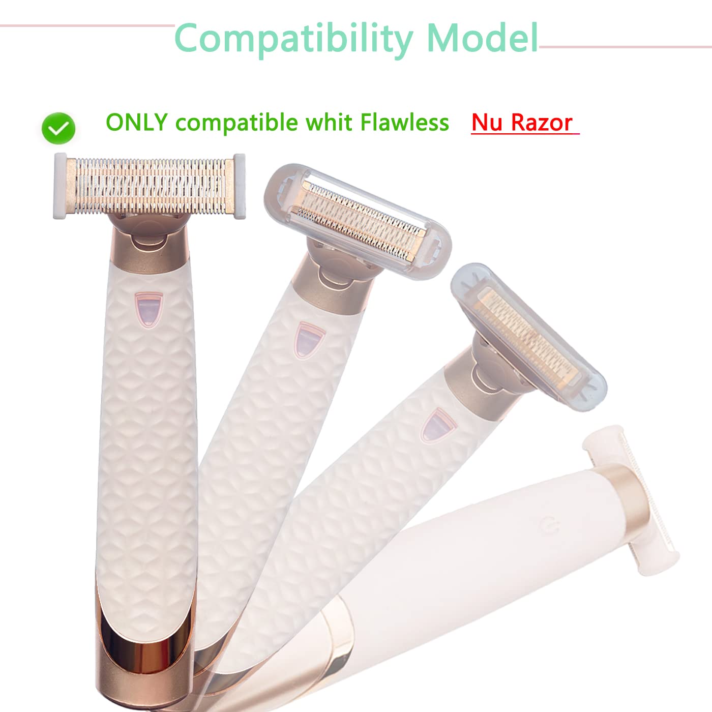 Razor Replacement Heads Compatible with Flawless Nu Razor, Body Replacement Head with Charger, Hair remover Replacement Head for Finishing Touch Razor for Women