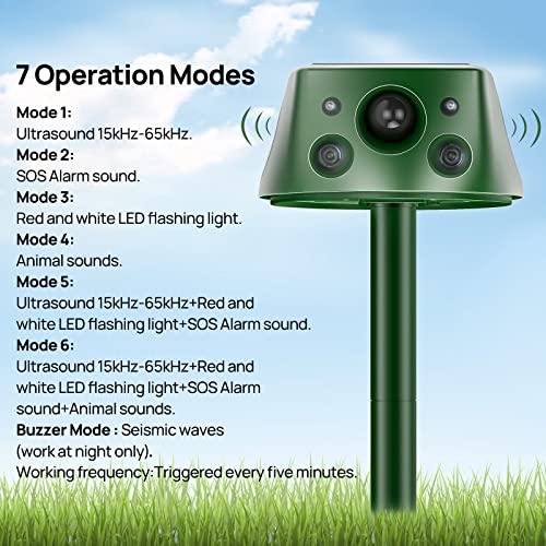 Meilen Solar Animal Repeller - 360° Protection,Motion Sensor Activated,7 Modes,Waterproof,Flashing Light - Repels Rats, Squirrels, Deer, Raccoons, Skunks, Rabbits, Moles, Cats