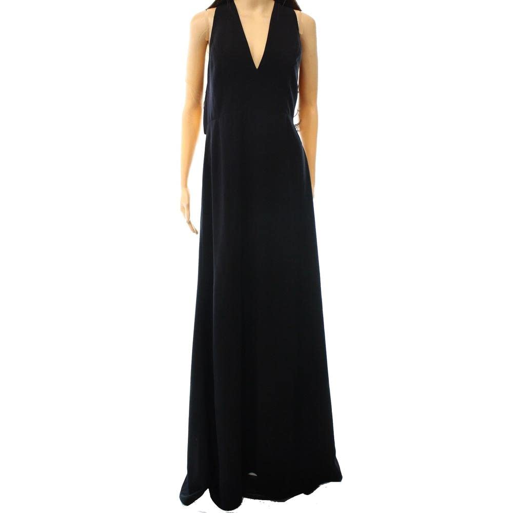 Jill Jill Stuart Women’s Sleeveless Deep V Belted Crepe Gown Black 10