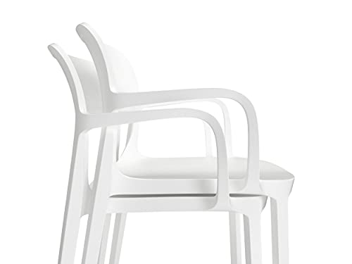 HON Basyx Prodigy Commercial-Grade 2-Pack Stackable Arms, Indoor & Outdoor Chair, White