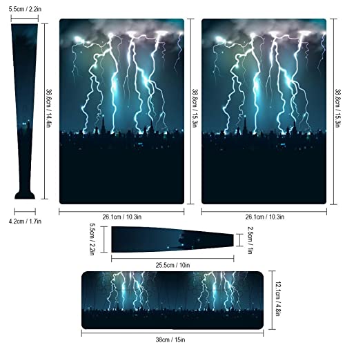 Lightning Strikes Cityscape Full Protective Skin Cover Design Wrap Decal Sticker Compatible with PS5 Digital Edition Console and Controller