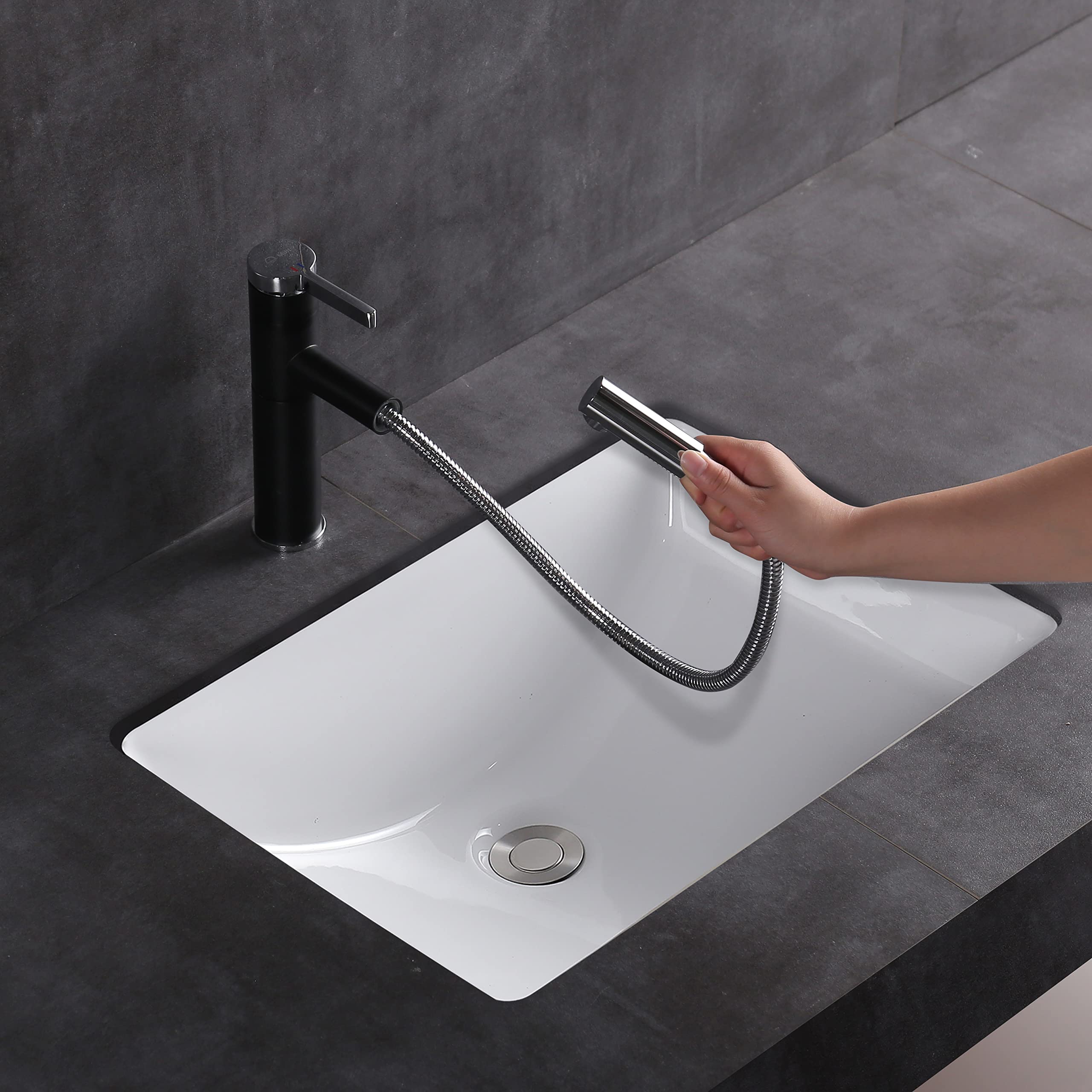 MEJE #202H -18 Inch Vessel Sink Rectangle Undermount Bathroom Sink Lavatory Vanity Ceramic, White