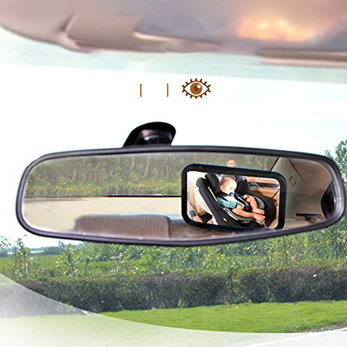 IDEALHOUSE Baby Car Mirror, 360 Degree Adjustable Safety Car Seat Mirror for Rear Facing Infant with Wide Crystal Clear View, Shatterproof, Fully Assembled, Crash Tested and Certified