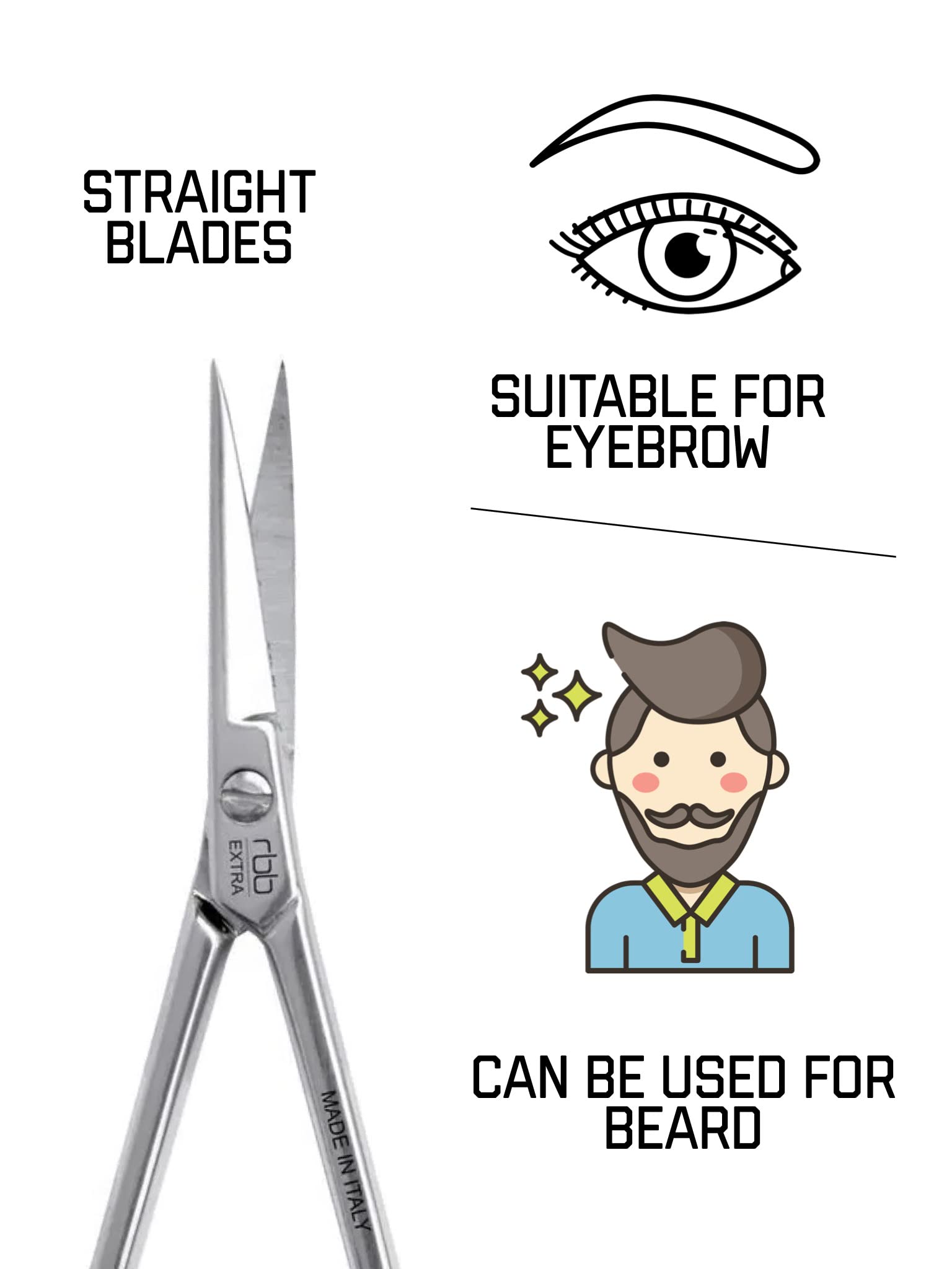 RBB Mustache Beard Scissors Straight 4 in