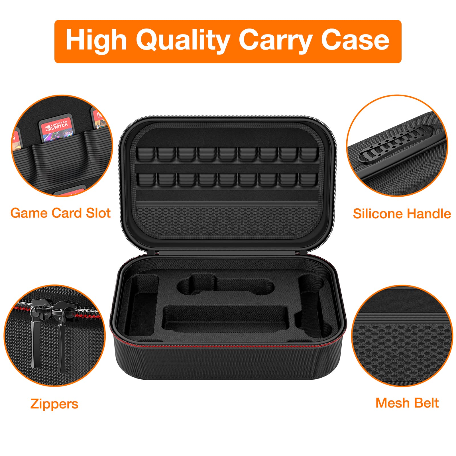 Mooroer Switch OLED Accessories Bundle 27 in 1 for Nintendo Switch OLED Model 2021, Gift Kit for OLED Carrying Storage Case, Dockable Protective Case Covers, Screen Protector, Joycon Grip & More