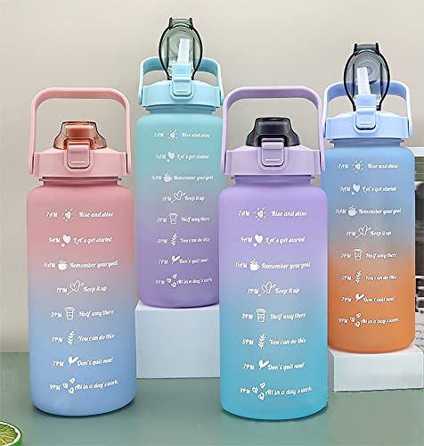 Jinberry Large 2L/64Oz Half Gallon Leakproof Water Bottle with Straw and Time Marker, BPA Free Motivational Sports Water Bottle Jug