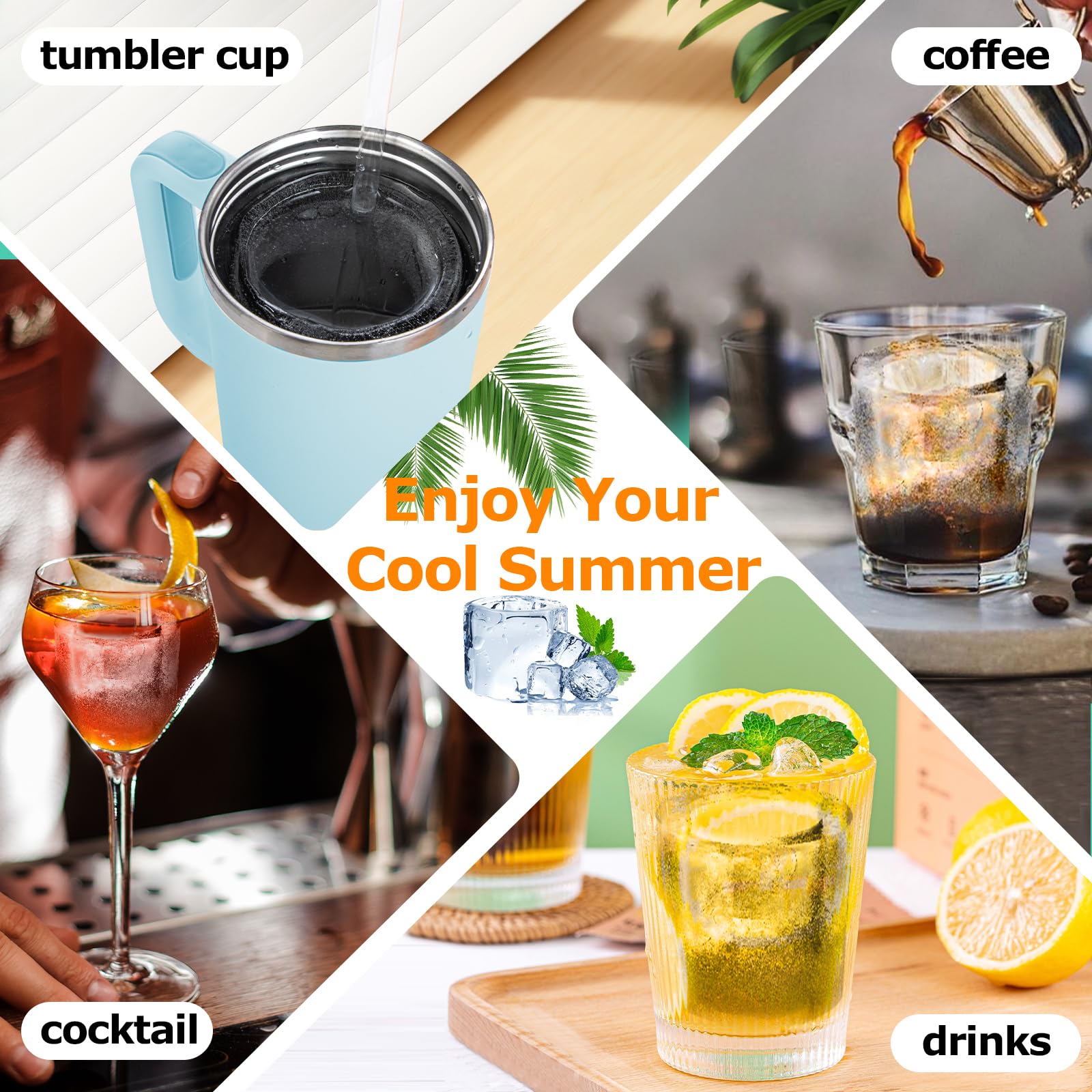 MooManGoo Ice Mold for Stanley Cup, Silicone Ice Cube Tray with Lid and Bin for 40 oz Tumbler Cup, Cylinder Ice Maker for Drinks, Coffee and Cocktails, Whiskey, Easy to Release (Green)