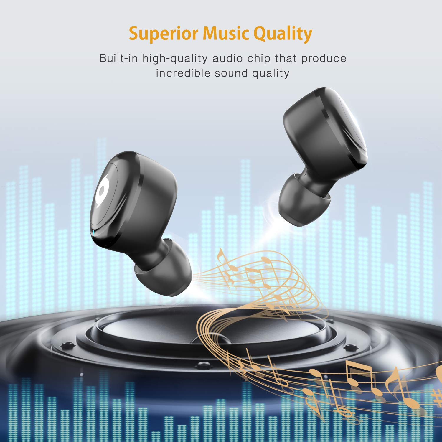 iKanzi Wireless Earbuds Bluetooth Earbuds, Bluetooth 5.0 Stereo True Wireless Bluetooth Earbuds Headphones Headset Earphones Earpiece with Charging Case, Built-in Microphones