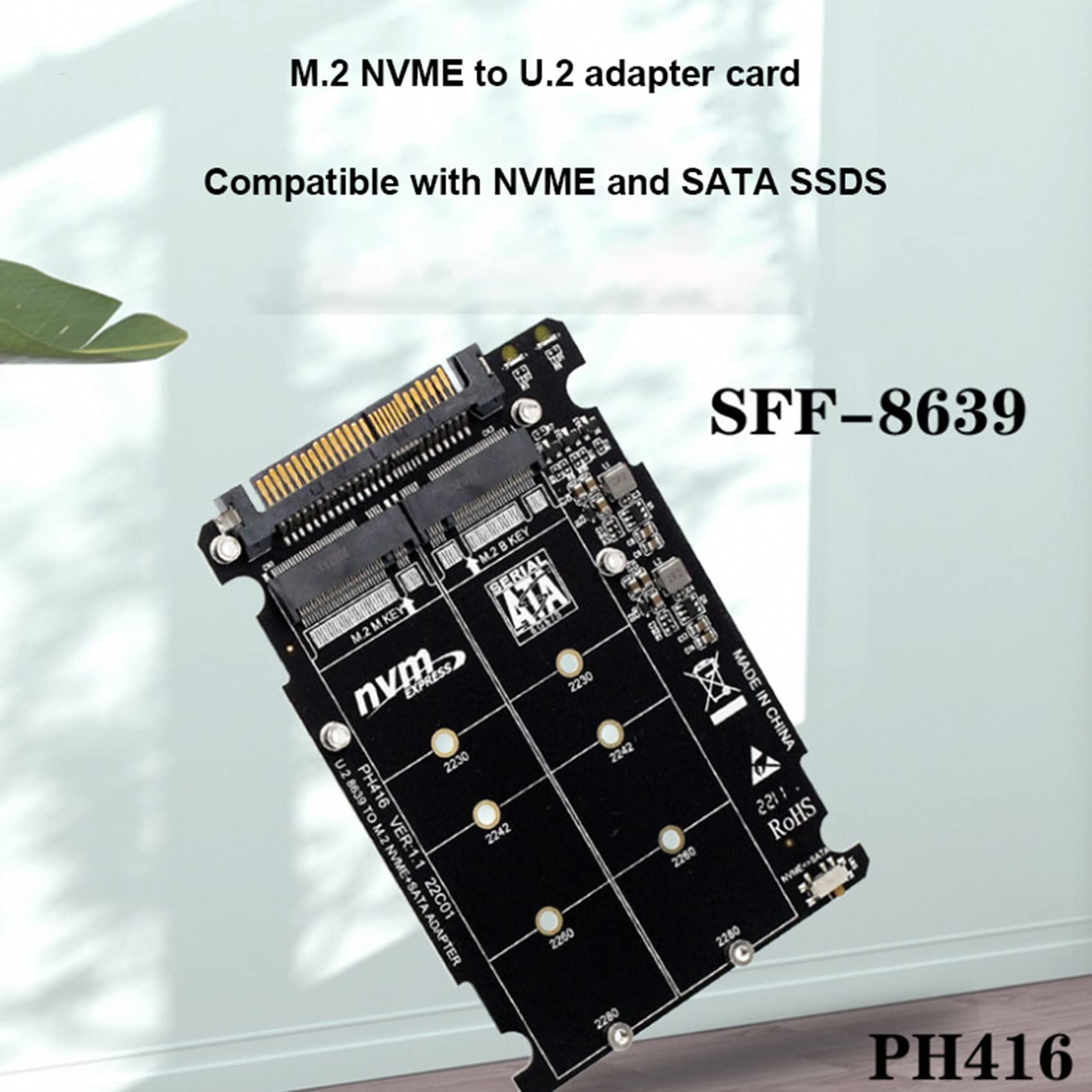 PCIE3.0 NVME NGFF to U.2 SFF8639 Riser Card Interface Expansion Card SSD HDD Enclosure