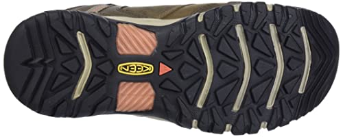 KEEN Women's-Ridge Flex Mid Height Waterproof Hiking Boots, Timberwolf/Brick Dust, 12
