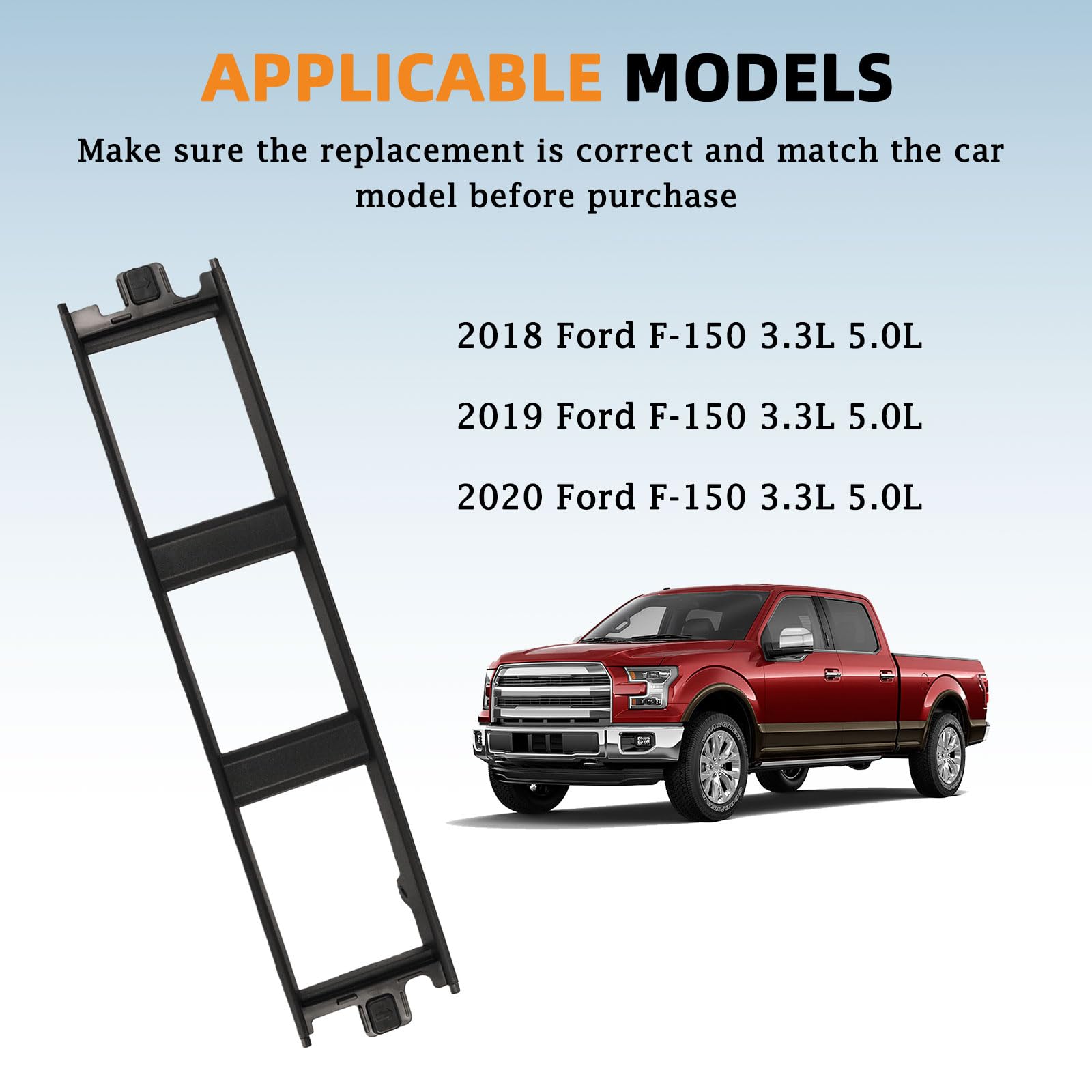 KARPAL Front Bumper Lower Center Cover Compatible With 2018-2020 Ford F-150 3.3L 5.0L JL3Z17B968AB