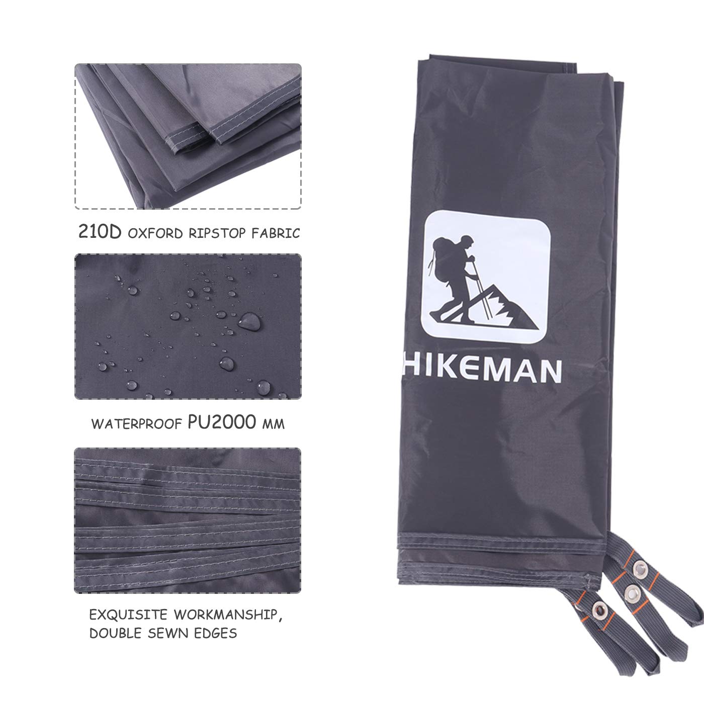 Hikeman Waterproof Camping Tarp Portable Tent Footprint with Drawstring Bag Ground Cloth for Outdoor Hiking Picnic (XXL-95βx83β)