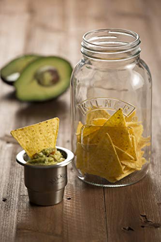 Kilner Snack On The Go Glass Jar Set Stainless Steel Cup Keeps Dry Ingredients Separate from Wet Foods, 17-Fluid Ounces, 0.5L