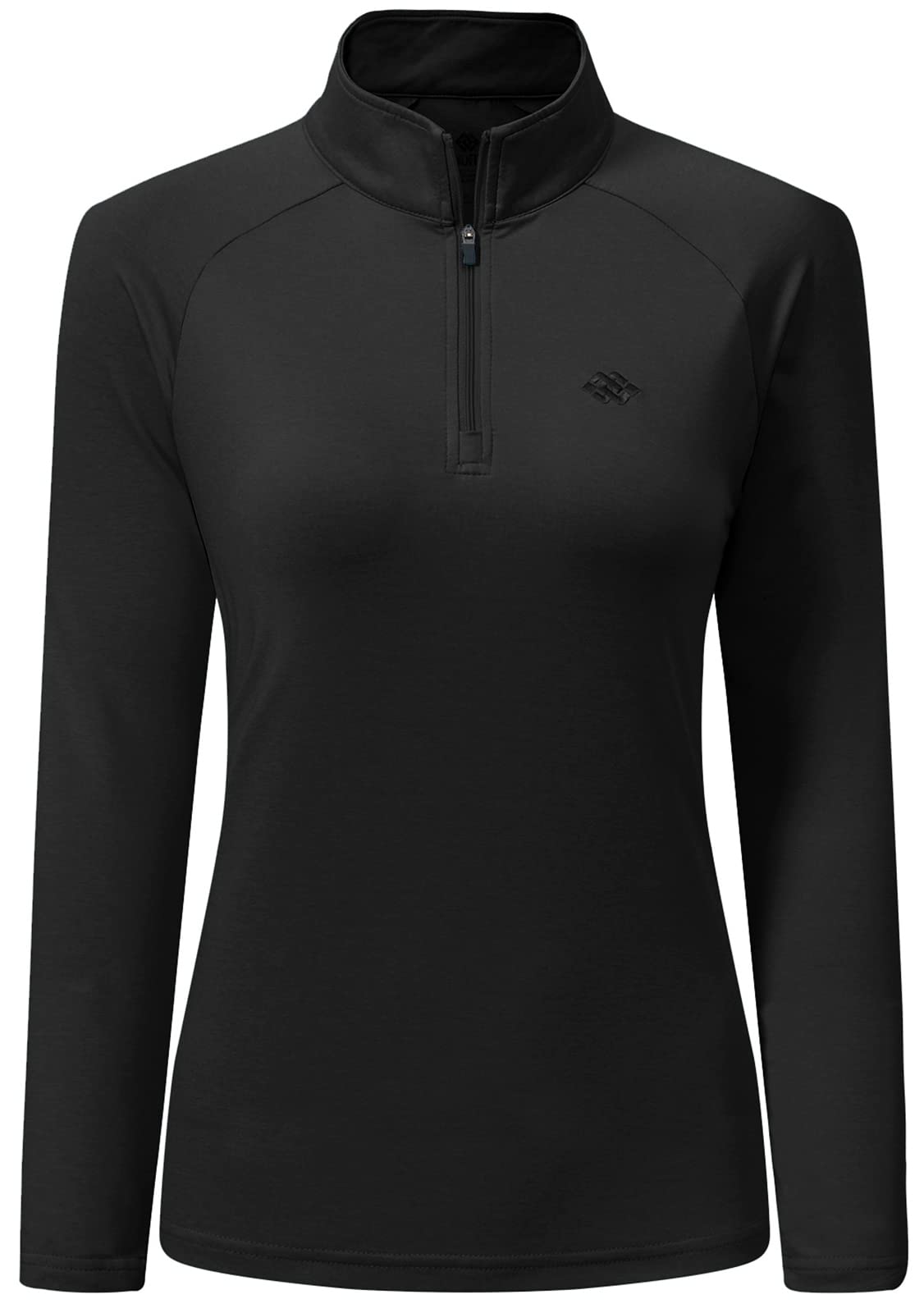 JINSHI Women Golf Pullover Womens Running Polo Shirts, Long Sleeve Zip-Up Shirts Jogger Tops, Breathable Relaxed Fit Collared Tops,Black M