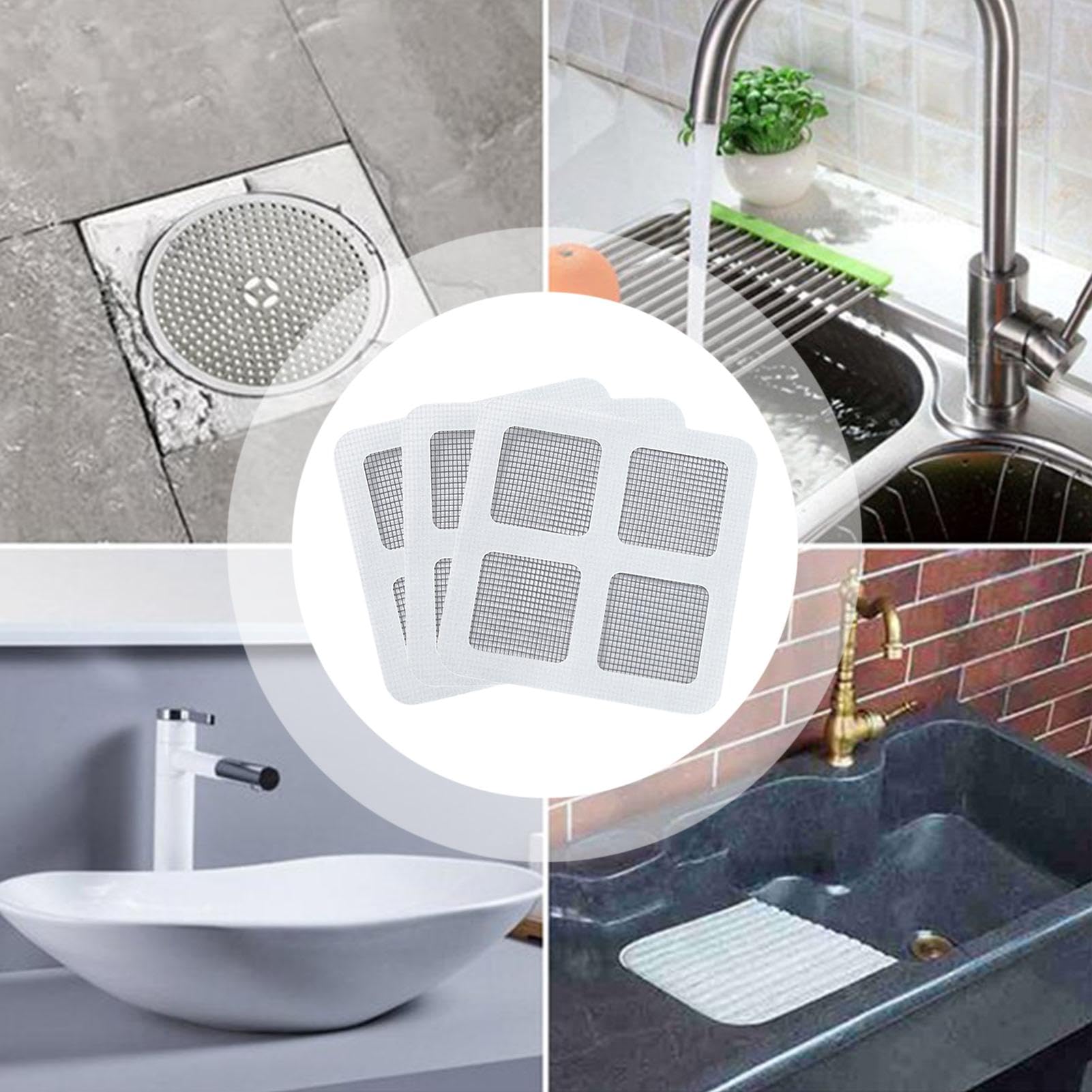 Shower Drain Sticker - Hair Guard Sewer, Floor Drain Mesh | 3 Bathtub Strainer Hair Catcher Patches, Disposablle Prevent Clogged Drains Filter Screen, Kitchen Sink Strainer Stopper for Trash