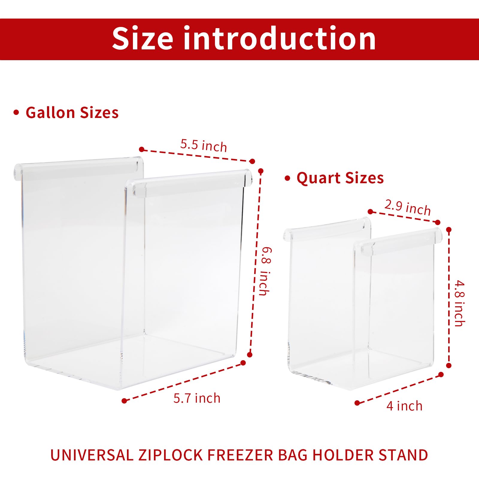 ICICUL Food Storage Bag Stand/Filling Zip Lock Freezer Bag Stand/Baggy Rack Holder/Hands-Free Spill Prevention,Compatible with Gallon, Quart, Sandwich Bag (2 Pack)