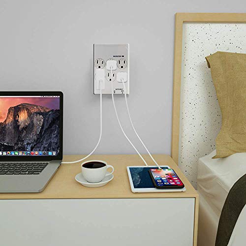 PowerGuard 6-Outlet Surge Protector with Coaxial Line Protection - 450 Joules Surge Protection, Line Protection Indicator Lights, Wall Outlet Extender for Charging All Electronics Devices