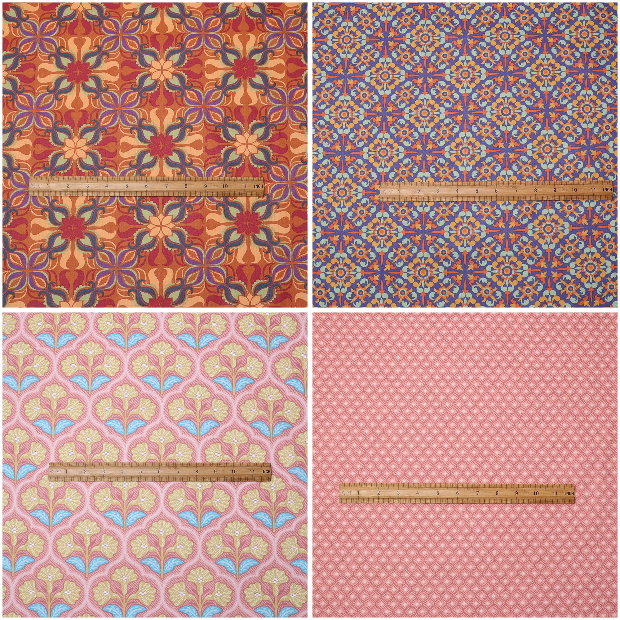 Hanjunzhao 100% Cotton Fabric Fat Quarters Bundles 18 Inch x 22 Inch - 10 Pcs Pack, Bohemian Style and European Theme Print for Quilting Sewing Crafts