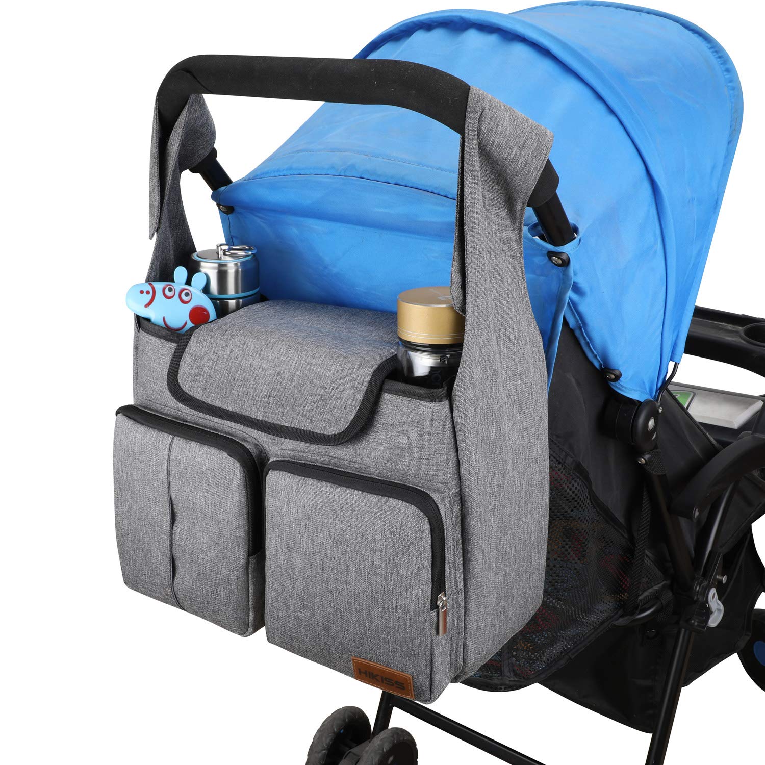 HIKISS Baby Stroller Organizer with Cup Holders-Light Gray