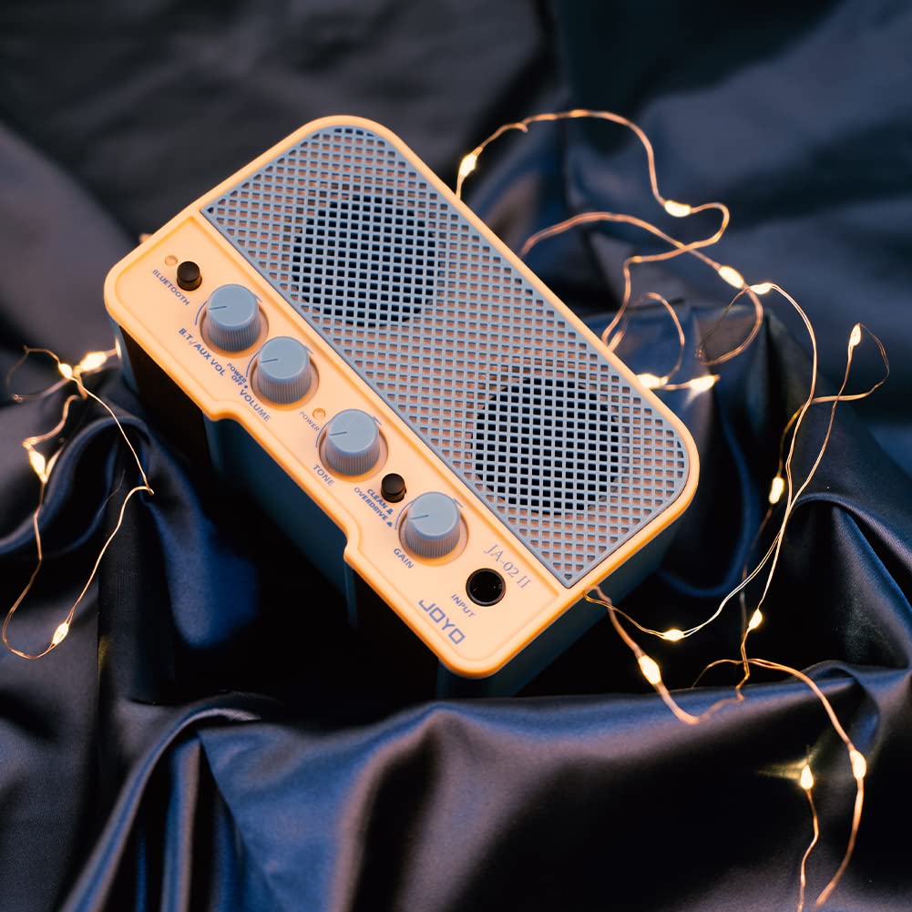 JOYO Combo Guitar Amplifier Bluetooth 5W Recharging Small Mini Practice Headphone Guitar Amp with Clean & Overdrive Channels (JA-02 II Blue)