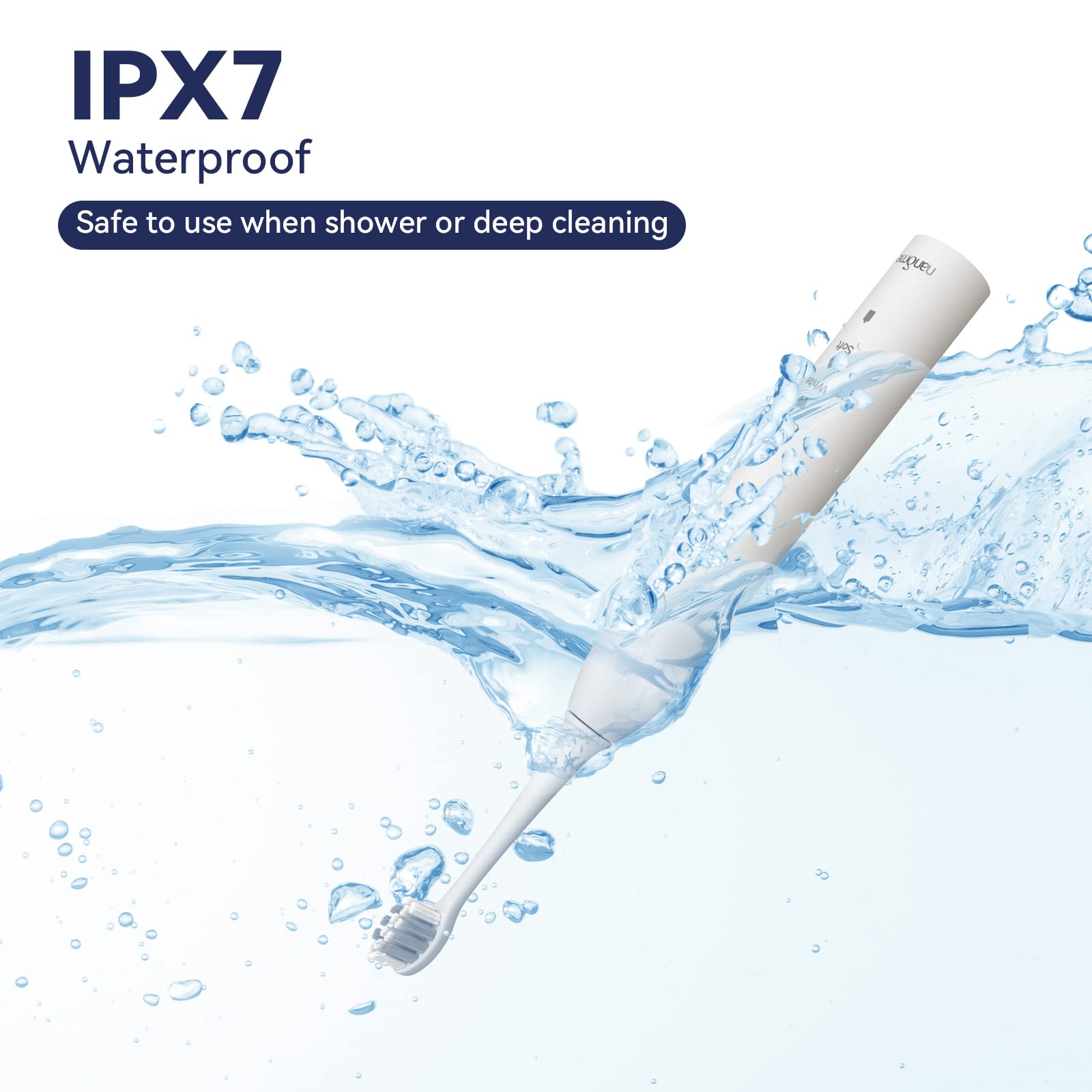 Nandme Sonic Electric Toothbrush - Deep Cleaning, Fast Charging, 12 Brush Heads, IPX7 Waterproof, White