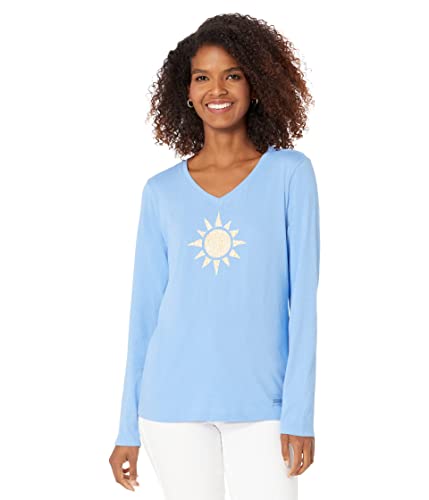 Life is Good Women's Ancient Sun Long Sleeve Crusher™ Vee Cornflower Blue LG (US 12-14)