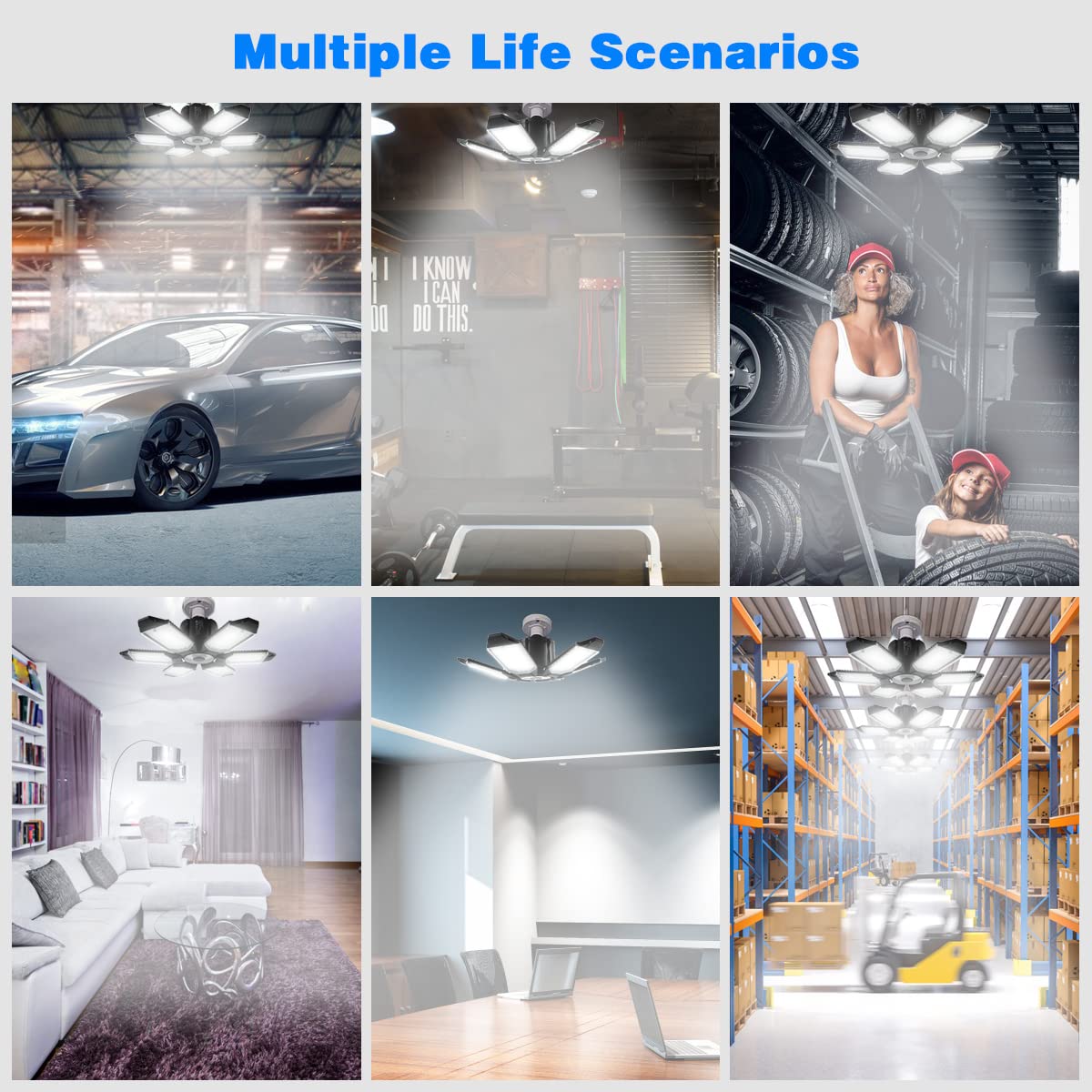 POLARPRA LED Garage Light - 160W LED Garage Ceiling Light 64000LM 6500K and Electric Power Washer - 3000 PSI 2.6 GPM Pressure Washers with Foam Cannon and 4 Quick Connect Nozzles