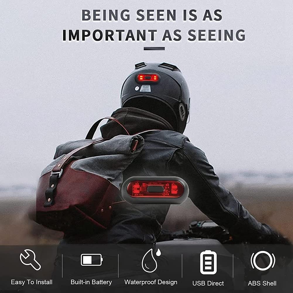 LILYRIN LED Helmet Light,Motorcycle Helmet Brake Light Rechargeable Bike Rear Red Safety Warning Light for Night