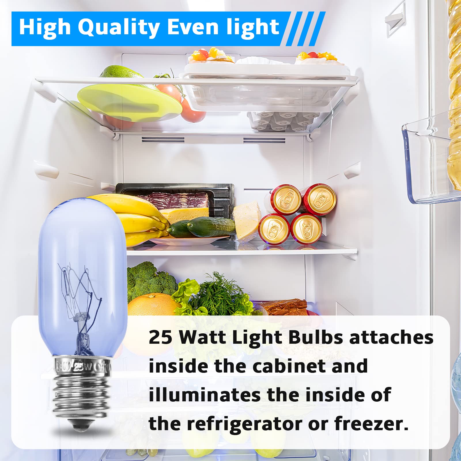 JIOTAR 25W 297048600 Refrigerator Light Bulb for Frigidaire T8 E17 Refrigerator Light Bul 241552802 AP3770086 AP3867287-1 Pack