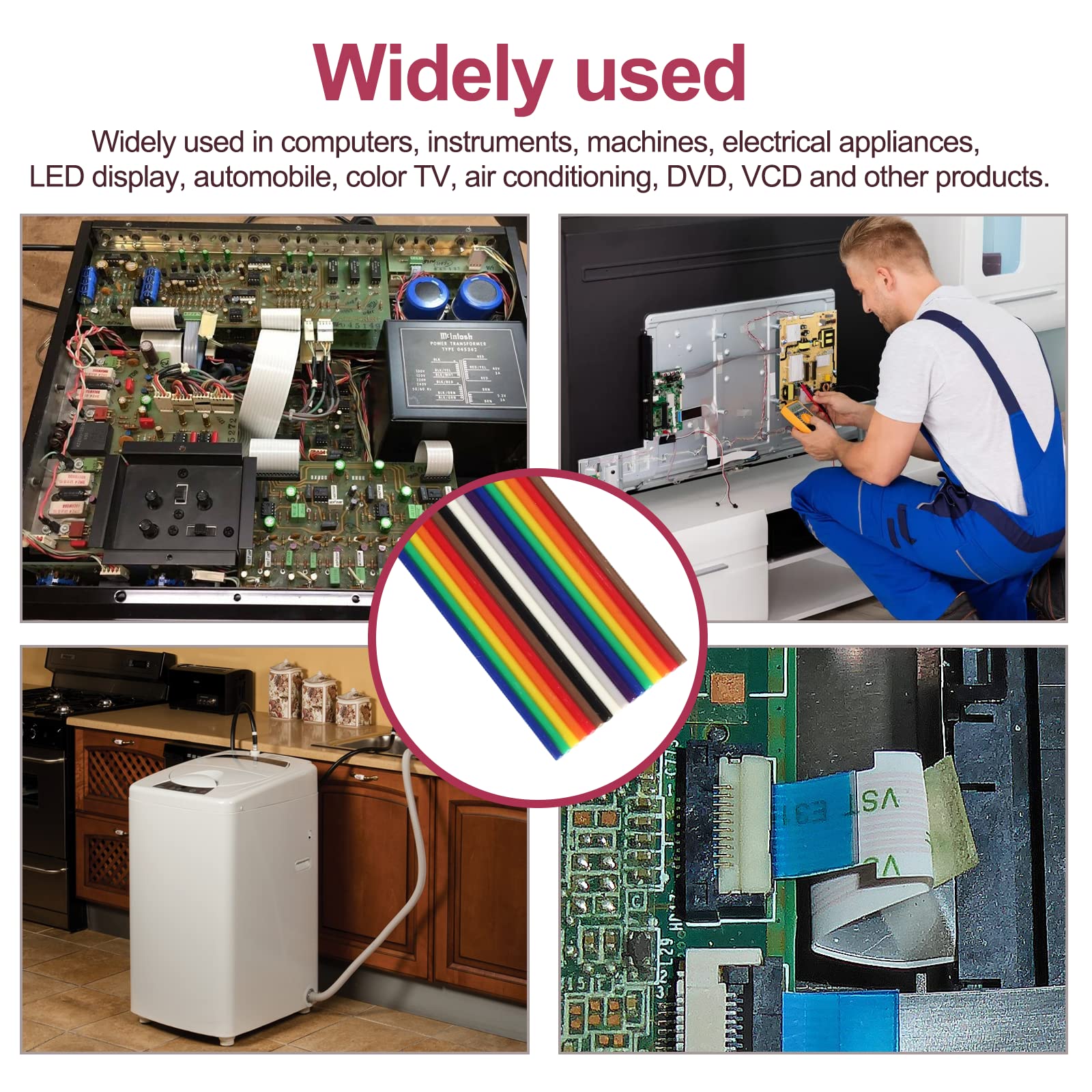 Piutouyar Rainbow Color IDC Ribbon Cable, 16 Wire (16ft/5m) IDC Wire Connectors for 2.54mm Pitch Connectors