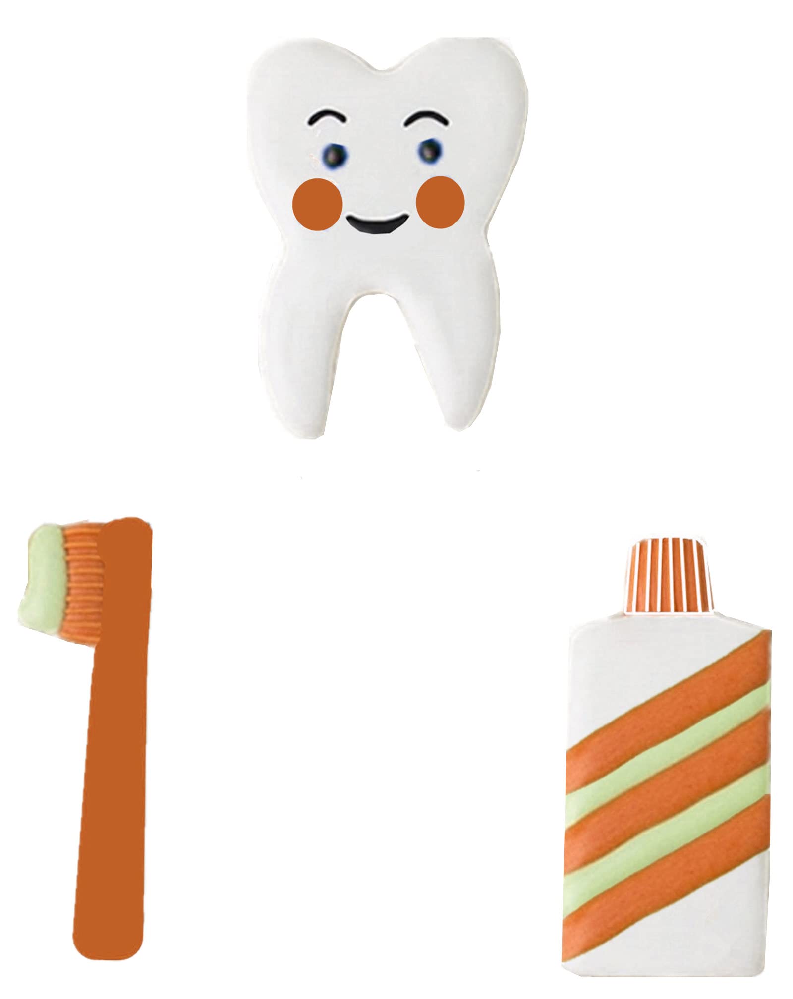 Mini Tooth Series Cookie Cutters Set of 3 pcs, Stainless Steel Fondant Cutter Molds Baking DIY (Toothpaste+Toothbrush+Tooth)