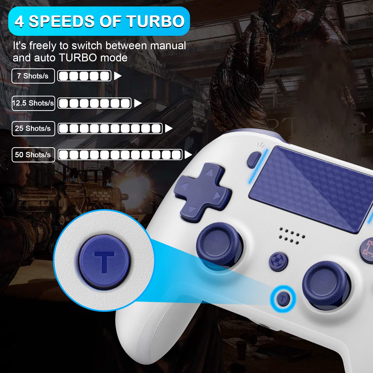 OUBANG for Elite PS4 Controller, Game Remote for Scuf PS4 Controller with Turbo, Wireless Joystick Gamepad Modded PS-4 Controller with Back Paddles for PlayStation 4/PS5/Steam/PC/IOS/Android Gamer
