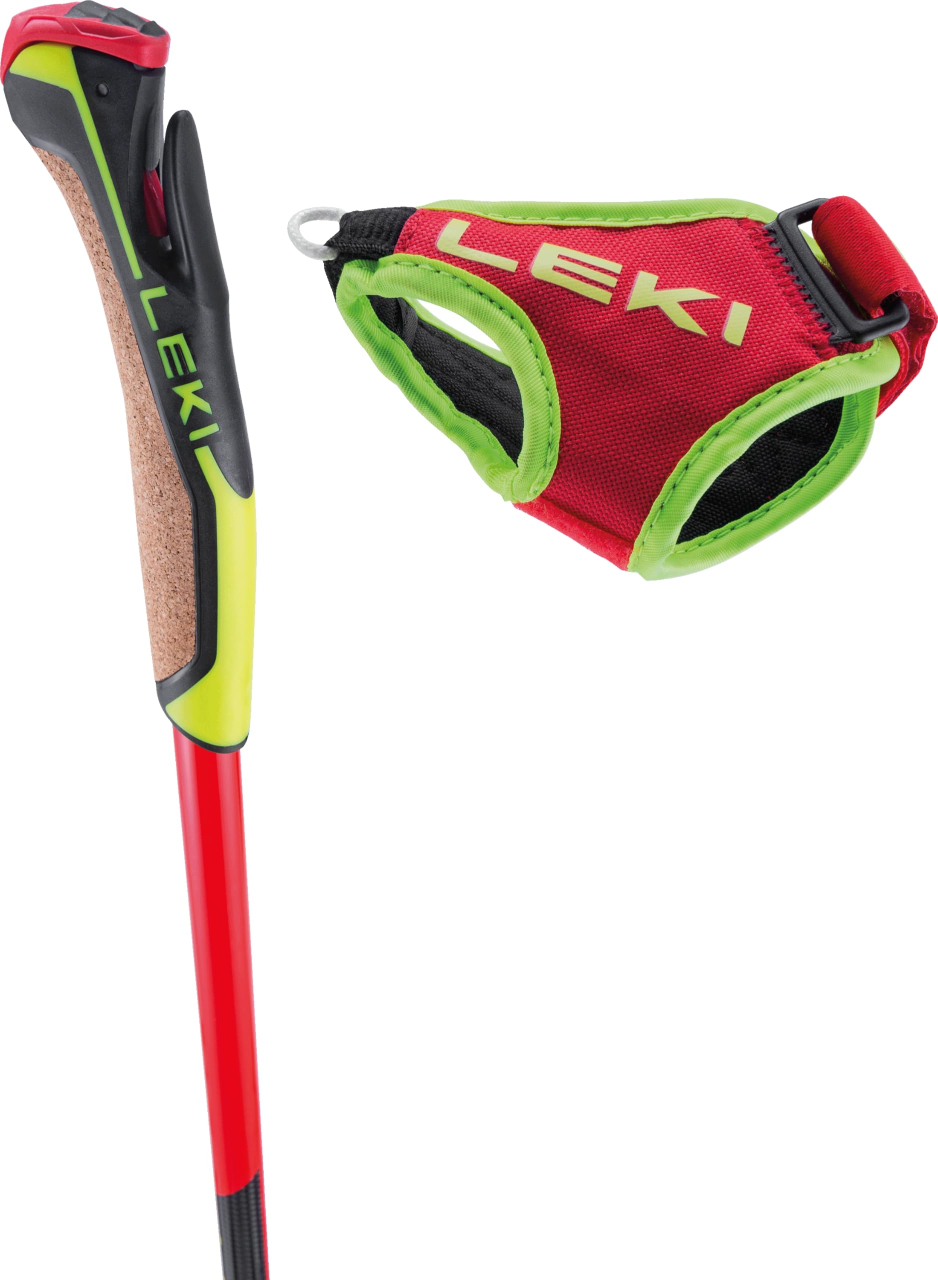 LEKI HRC Marathon Lightweight Carbon Cross-Country Ski Poles for Nordic Skiing - Red-Yellow-Black - 170