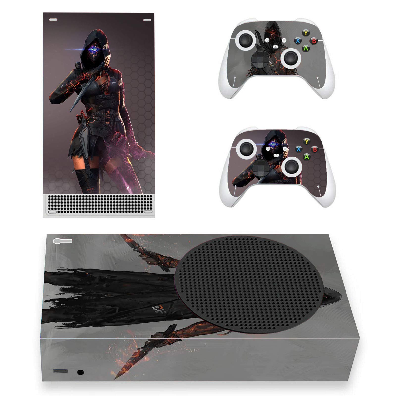 Ninja Girl & Samurai Master Anime Game Console Series S Console and Controller Skin Set, Skin Wrap Decal Kit