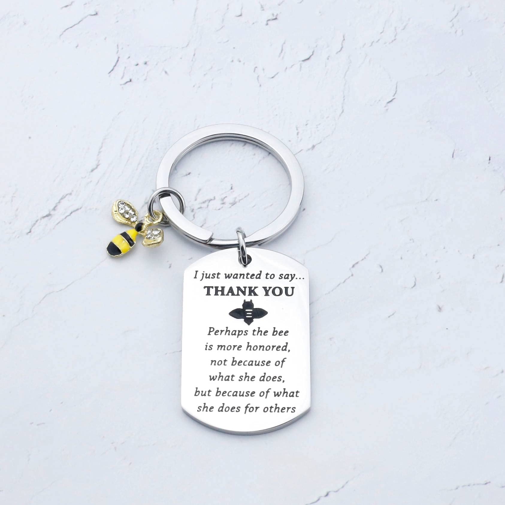 Honey Bee Keychain Perhaps the Bee Is More Honored Not Because of What She Does Keychain Honey for Women Men (Bee Keychain S)