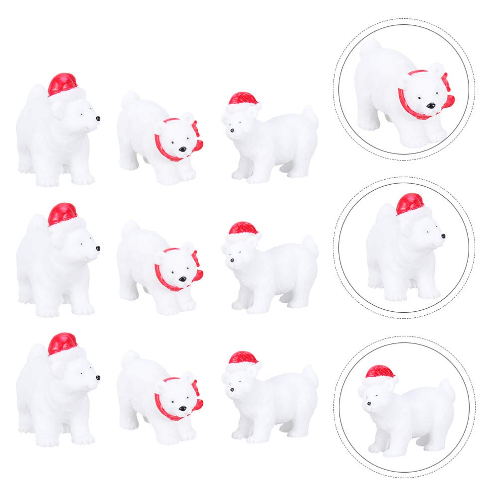 LIOOBO 9pcs Christmas Bear Ornaments, Christmas Mini Ornaments Micro Landscape Ornament for Christmas Party Decorations