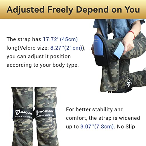 JMCUHYD Work Knee Pads For Men Construction - Soft Foam Leather Knee pad -Waterproof, Comfortable Extra Wide Strap -Anti Slip Knee Supporter Garden, Floor, Roof, Repair Work Kneepads for Adult