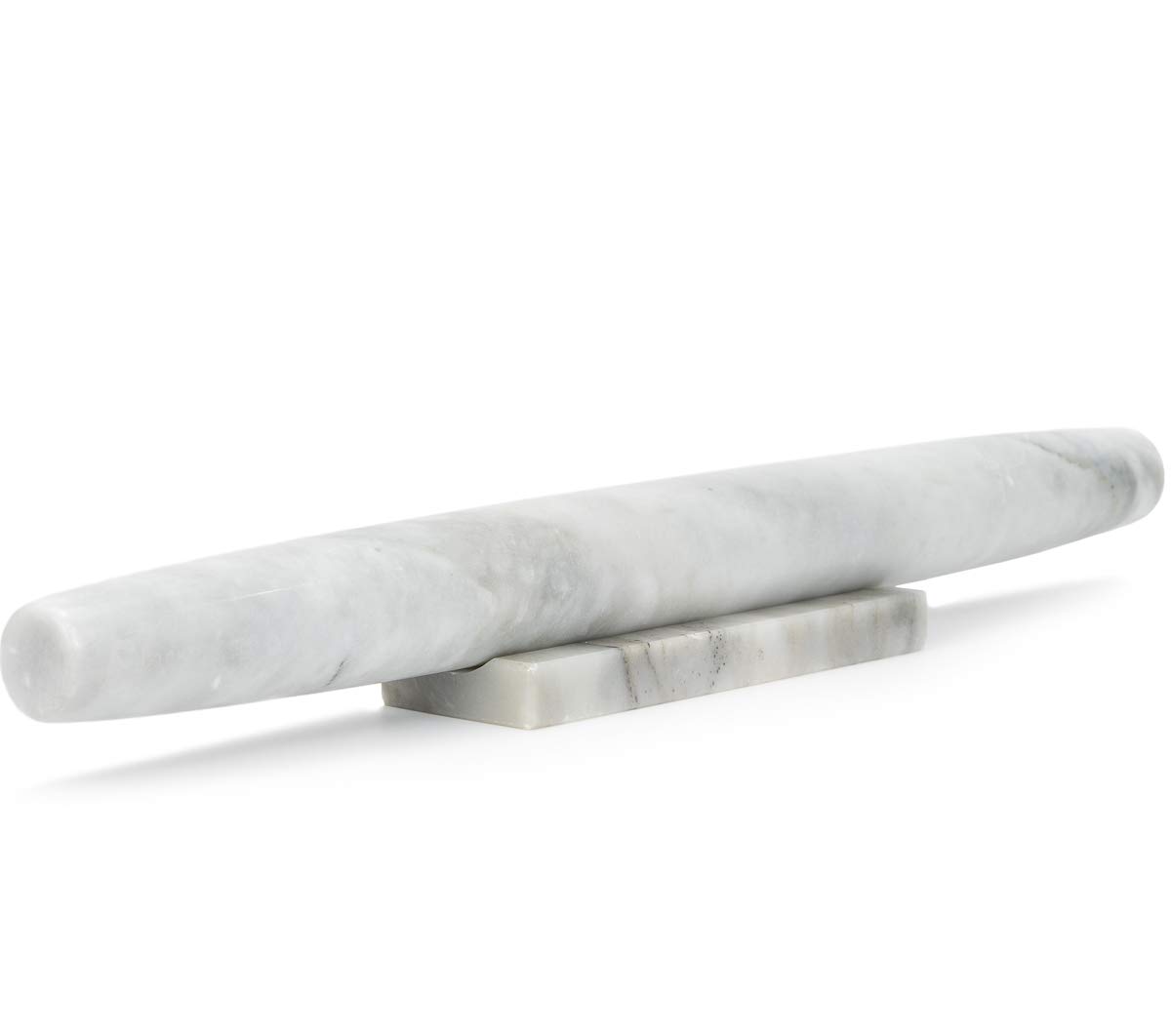 Marble French Rolling Pin for Baking Pizza Dough, Pie & Cookie With Stand - Nonstick Essential Kitchen utensil tools gift ideas for bakers 16" inch Pins (White Marble)