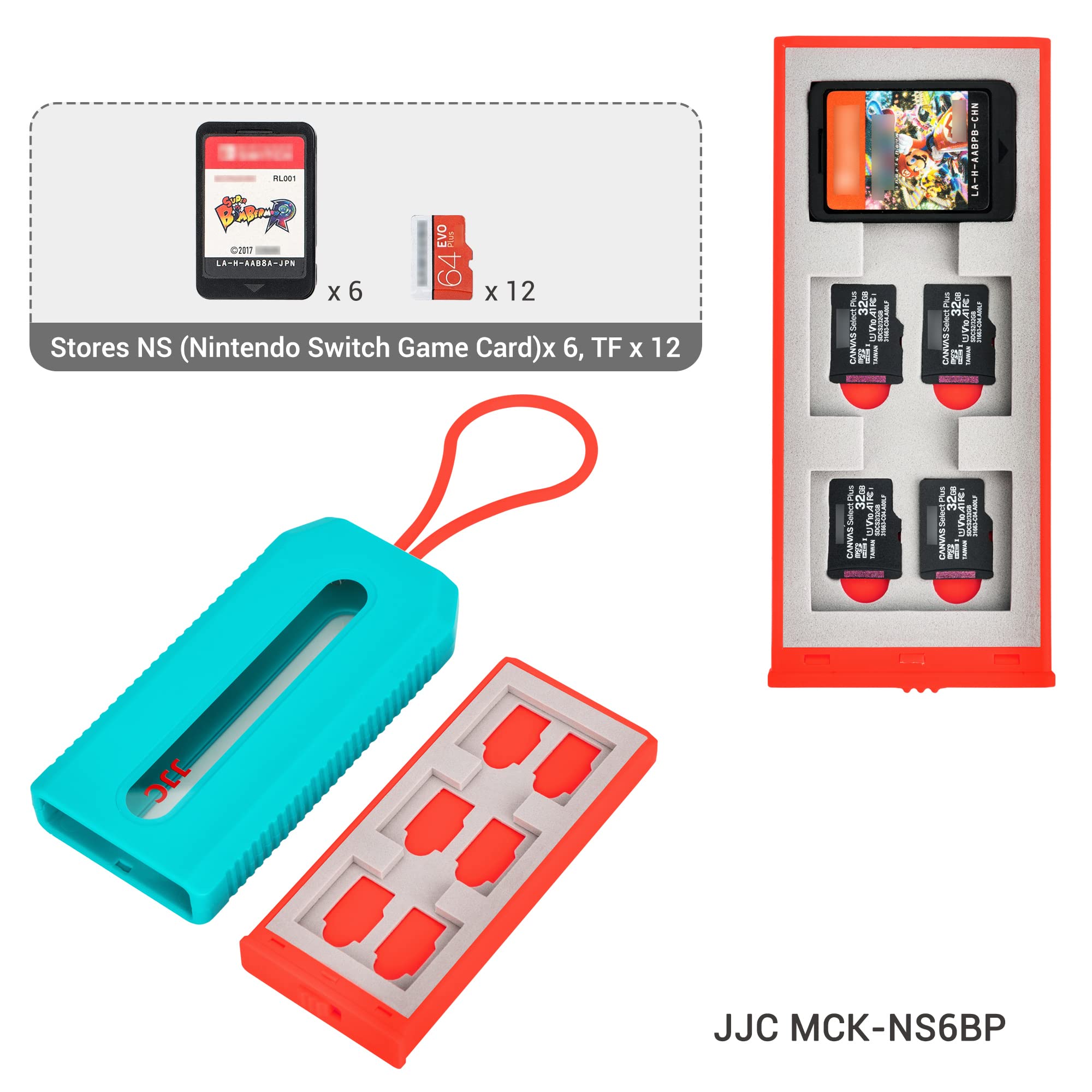 JJC (NOT FIT SD Card) Switch Game Card Case for 6 Nintendo Games and 12 Micro SD Cards,Switch Card Holder Storage for Nintendo Switch or PS Vita,Water-Resistant Anti-Shock Game Card Box